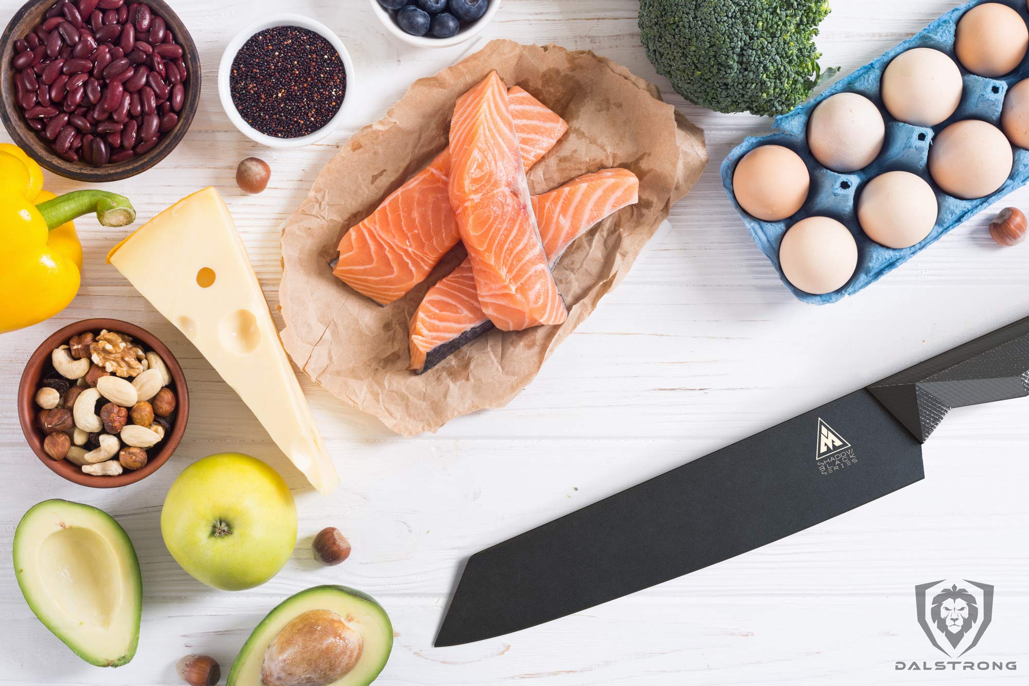 Dalstrong Kiritsuke Knife - 8.5 inch - Shadow Black Series - Black Titanium Nitride Coated - High Carbon - 7CR17MOV-X Vacuum Treated Steel Kitchen Knife - Sheath - Chef Knife - NSF Certified
