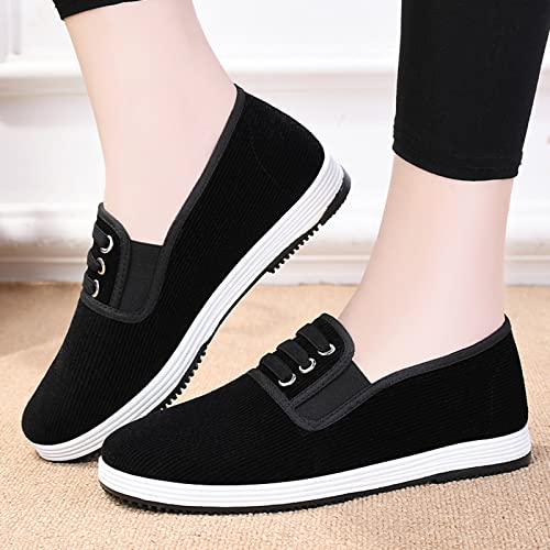 Fashion Autumn Men Casual Shoes Flat Cloth Soft Comfortable Solid Color Slip On Simple Style Latest Casual Shoes for Men Black