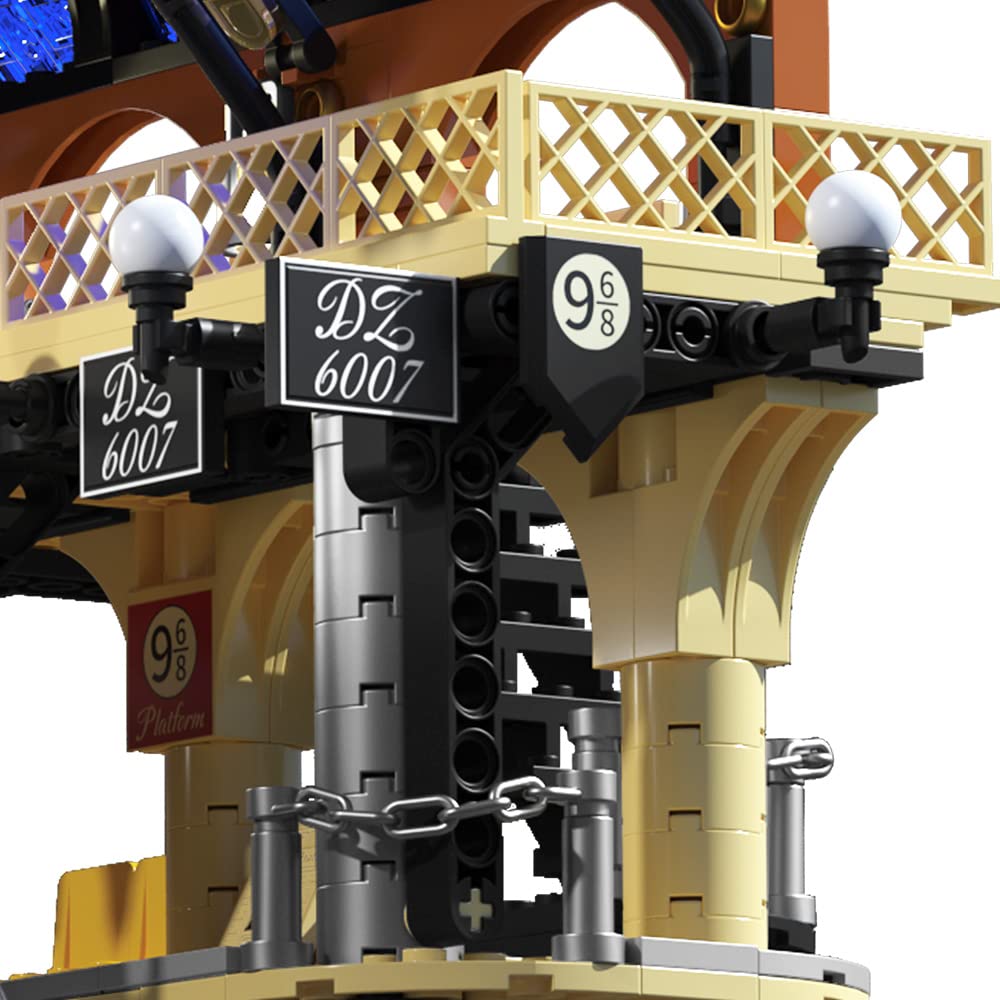 EDGKODK Retro Steam Magic Harry Express Building Kits, Collector's Edition Train Station Building Toys for Adult Challenge, 1308 Pieces Mini Bricks