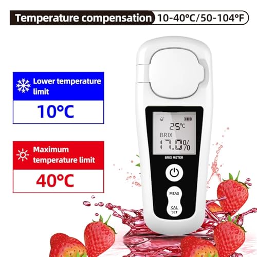 KYKYK Refractometer, Digital Brix Refractometer Range 0-55% Accuracy ±0.2% Portable Handheld Measures Sugar Content in Honey Wine Beer Liquids for Fruit, Homebrewing, Juice, Vegetables