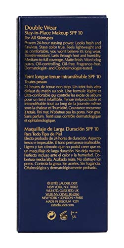Estee Lauder Double Wear Stay-in-Place Makeup | 24-Hour Wear, Flawless, Natural, Matte Foundation for All Skin Types | Waterproof and SPF 10 | Shade: 3C2 Pebble - Cool / Rosy Undertone | 1 oz