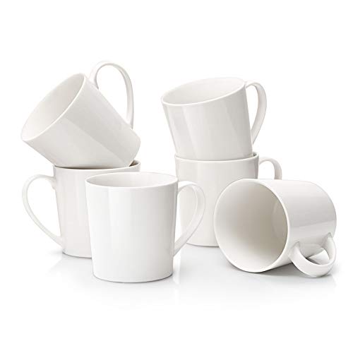DOWAN Large Coffee Mugs Set, 18 OZ White Coffee Mug Set of 6, Ceramic Mugs with Large Handle for Coffee Tea Cocoa, Dishwasher Safe, Chip-free, DIY Paint, Ideal Gift for Morning, Party