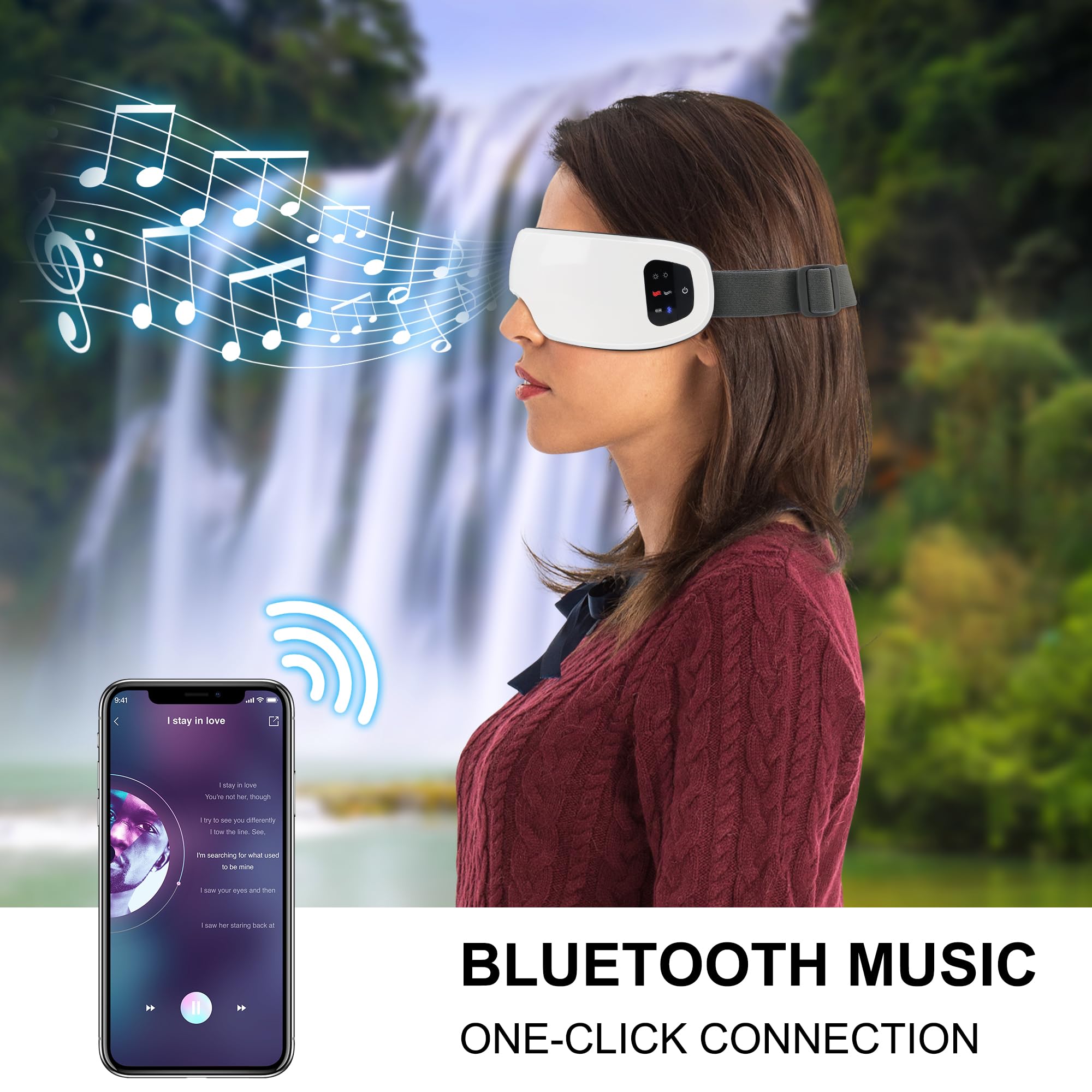 ESLYYDS Eye Massager with Heat,Smart Eye Massager for Migraines,6 Modes with Bluetooth Music,Heat Compression Eye Massage,Heated Eye Massager Foldable for Migraines Headaches Dark Circles Puffiness,