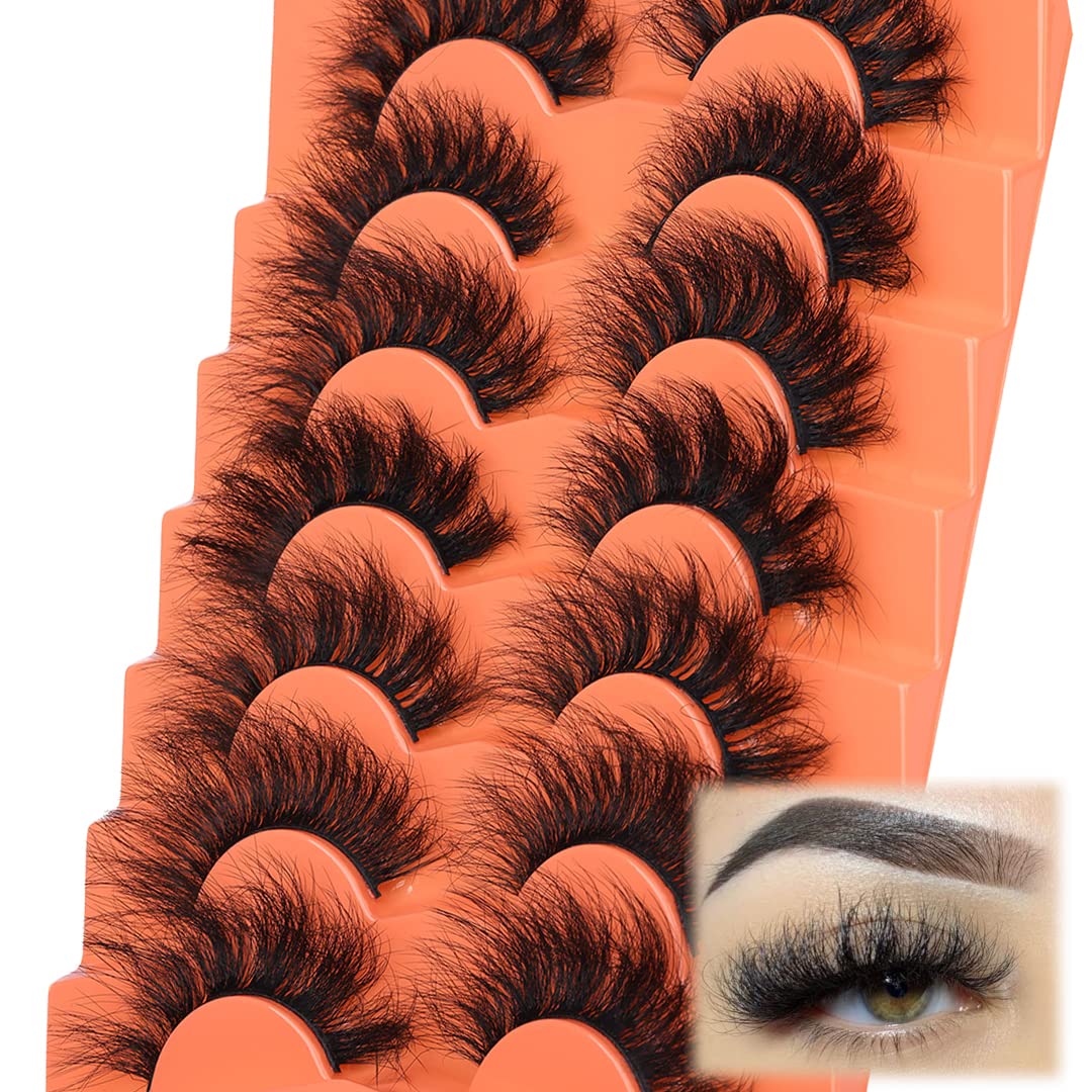 Mink Lashes Fluffy Wispy Faux Mink False Eyelashes 18MM-20MM Mink Long Lashes Dramatic Thick Volume Fake Eyelash Pack 7 Styles by wtvane