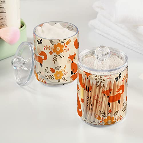 Plastic Jars with Lids,Fox Autumn Forest Animal Bulk Pack Storage Containers Wide Mouth Airtight Canister Jar for Kitchen Bathroom Farmhouse Makeup Countertop Household ,Set 4
