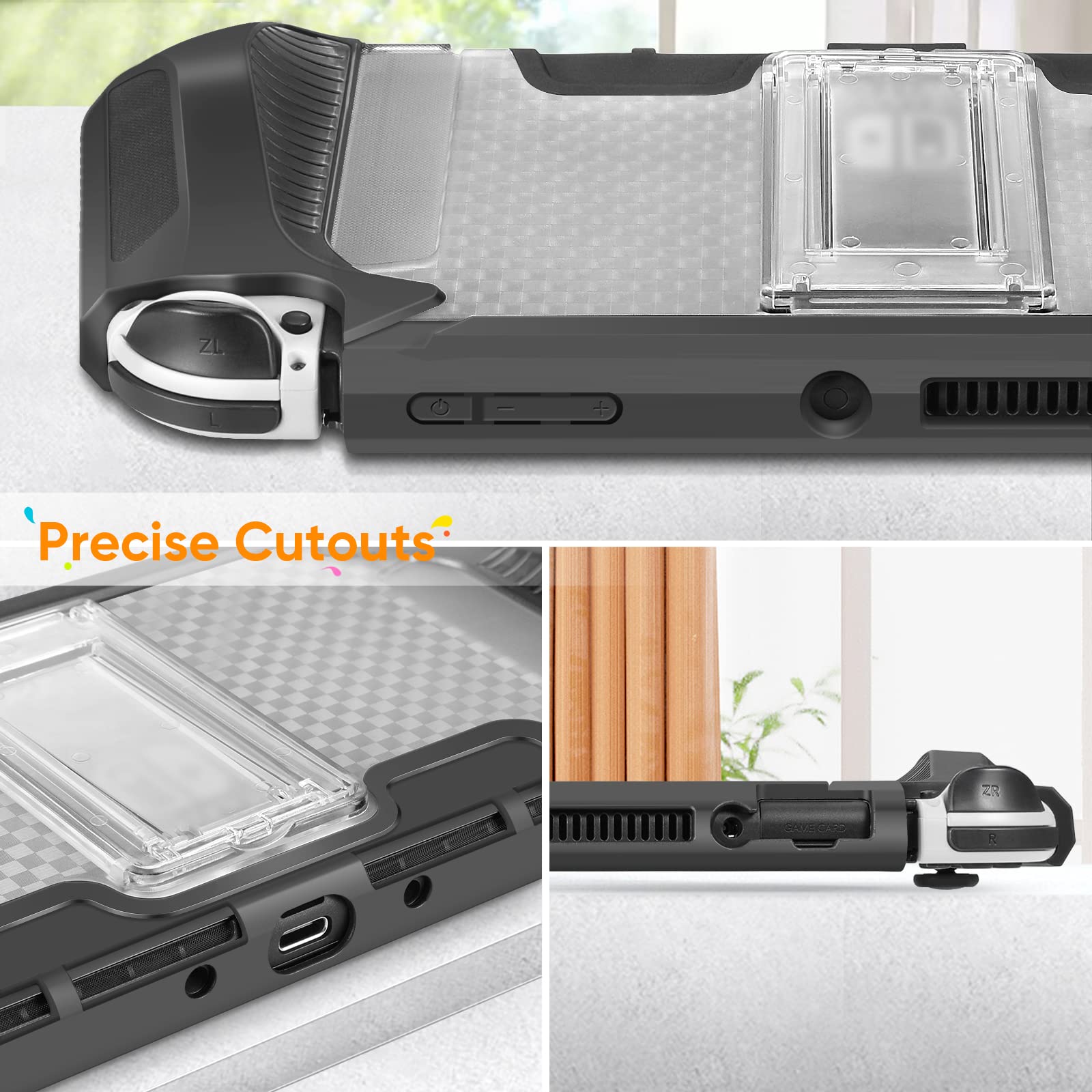 Fintie Case for Nintendo Switch OLED Model 2021 w/Fixed Stand, [Shock Proof] Protective Cover w/Hard Matte Clear Back Panel & Soft TPU Bumper, Ergonomic Grip for Switch OLED Model Console, Black