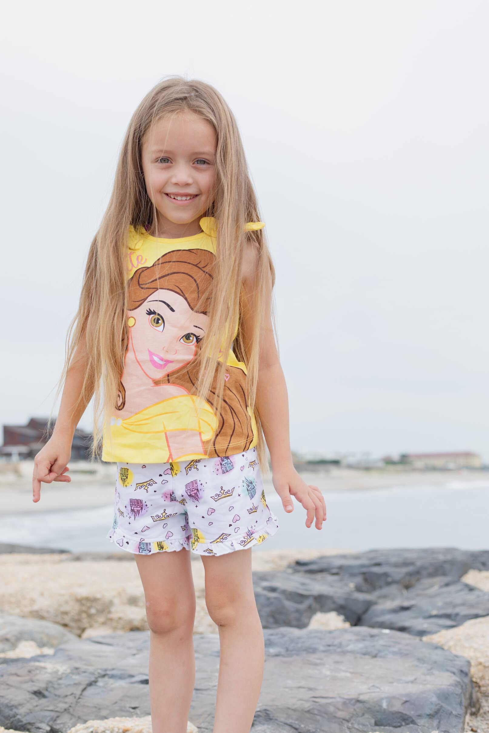 Disney Princess Belle Little Girls Tank Top and French Terry Shorts 6-6X