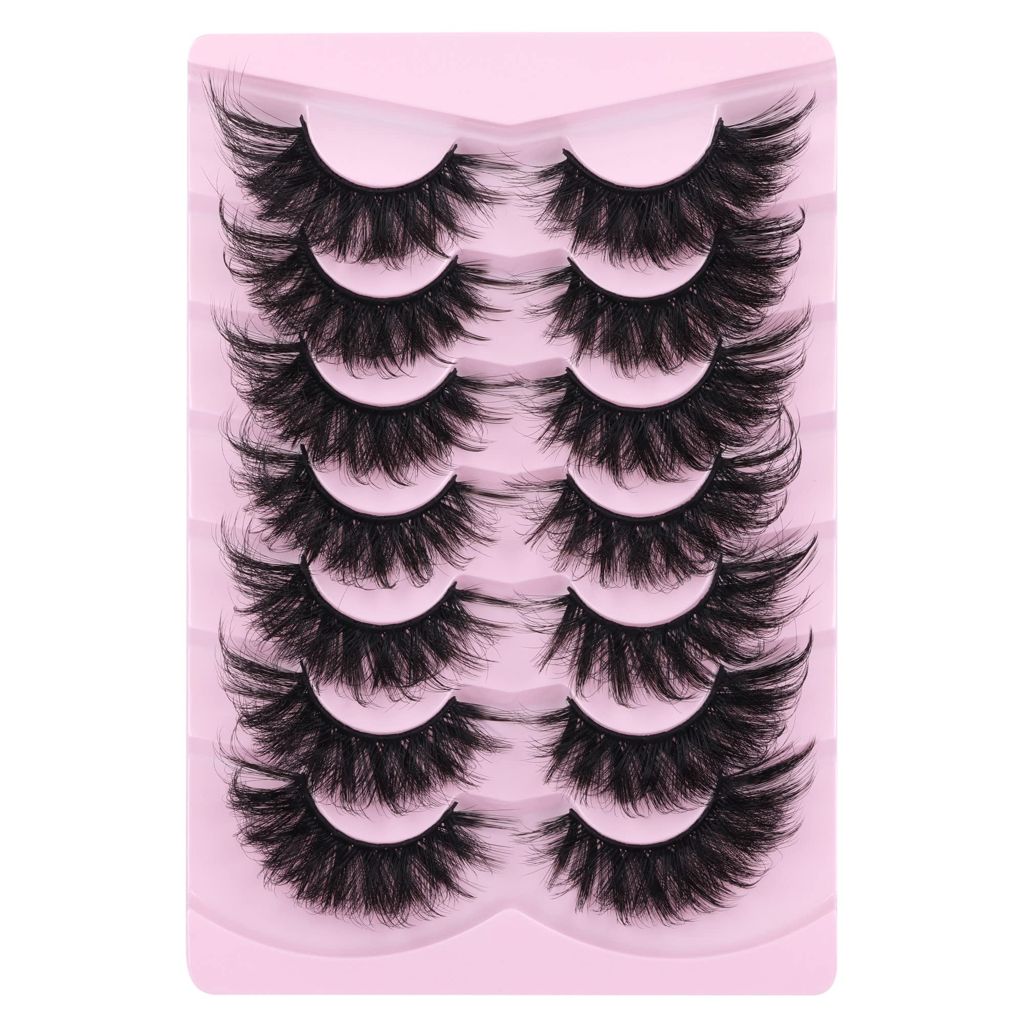 Mink Lashes Fluffy Cat Eye False Eyelashes 18MM Wispy False Lashes Pack 7 Pairs 3D Fake Eyelashes by Zenotti