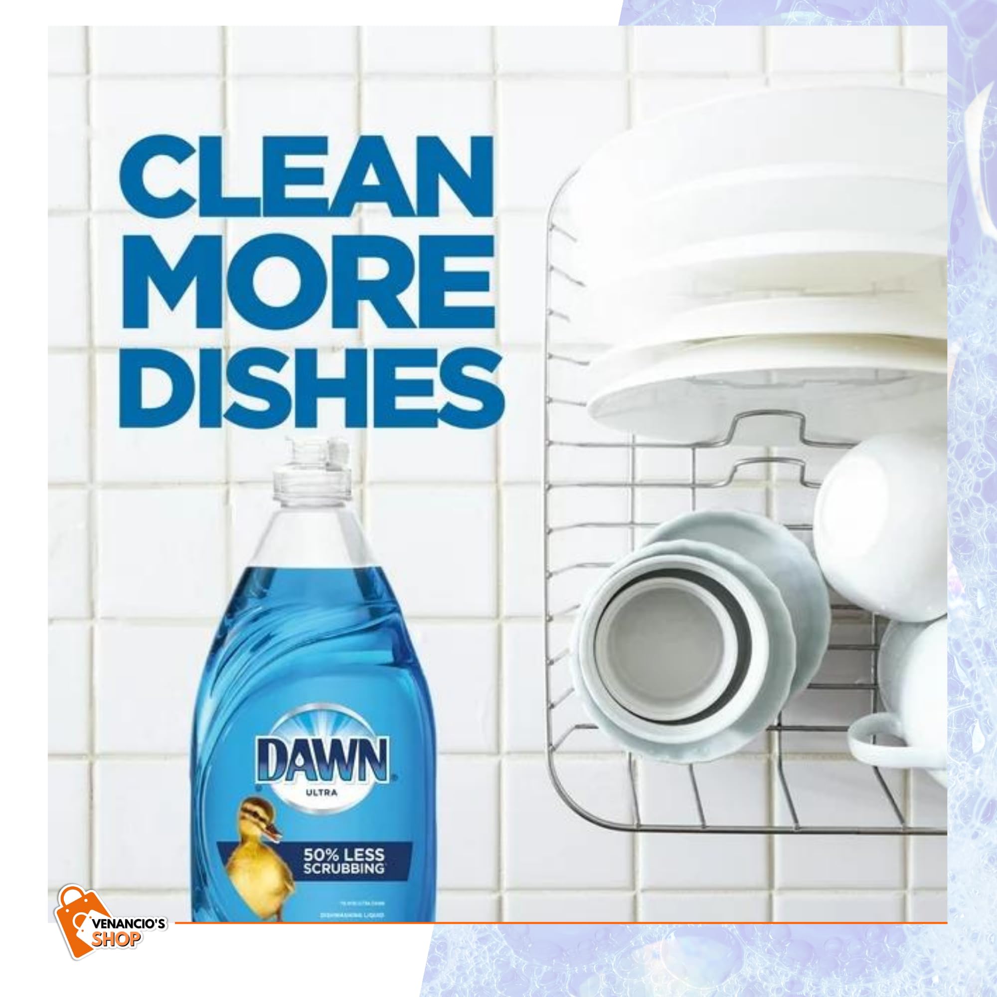 Dawn Ultra Dish Soap Dishwashing Liquid + Includes Venancio’sfridge Sticker and Cleaning Sponge (Original Scent 18 fl oz – Pack of 2)