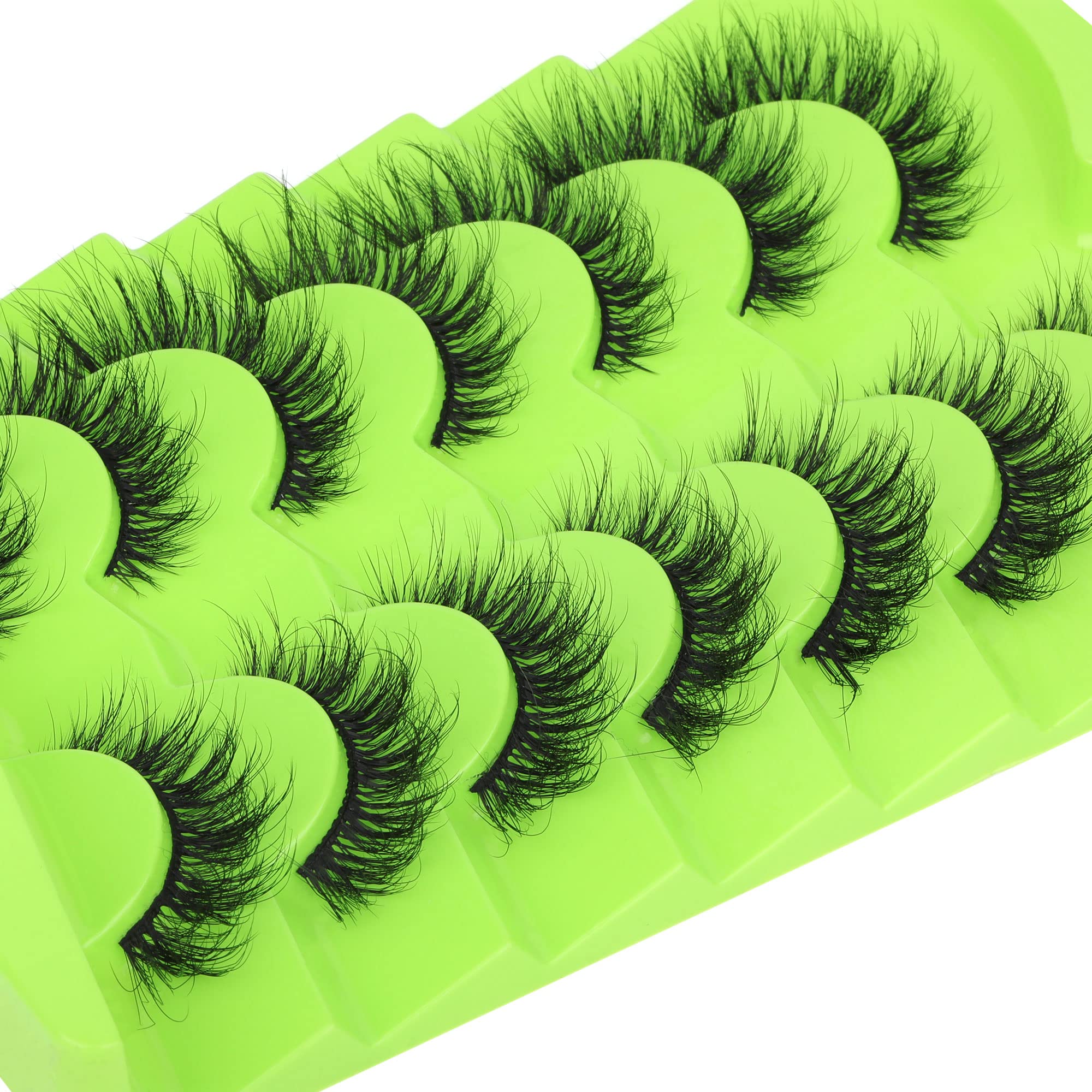 Mink Lashes Natural Look Cat Eye Lashes Wispy Fluffy False Eyelashes Extension 7 Pairs Pack