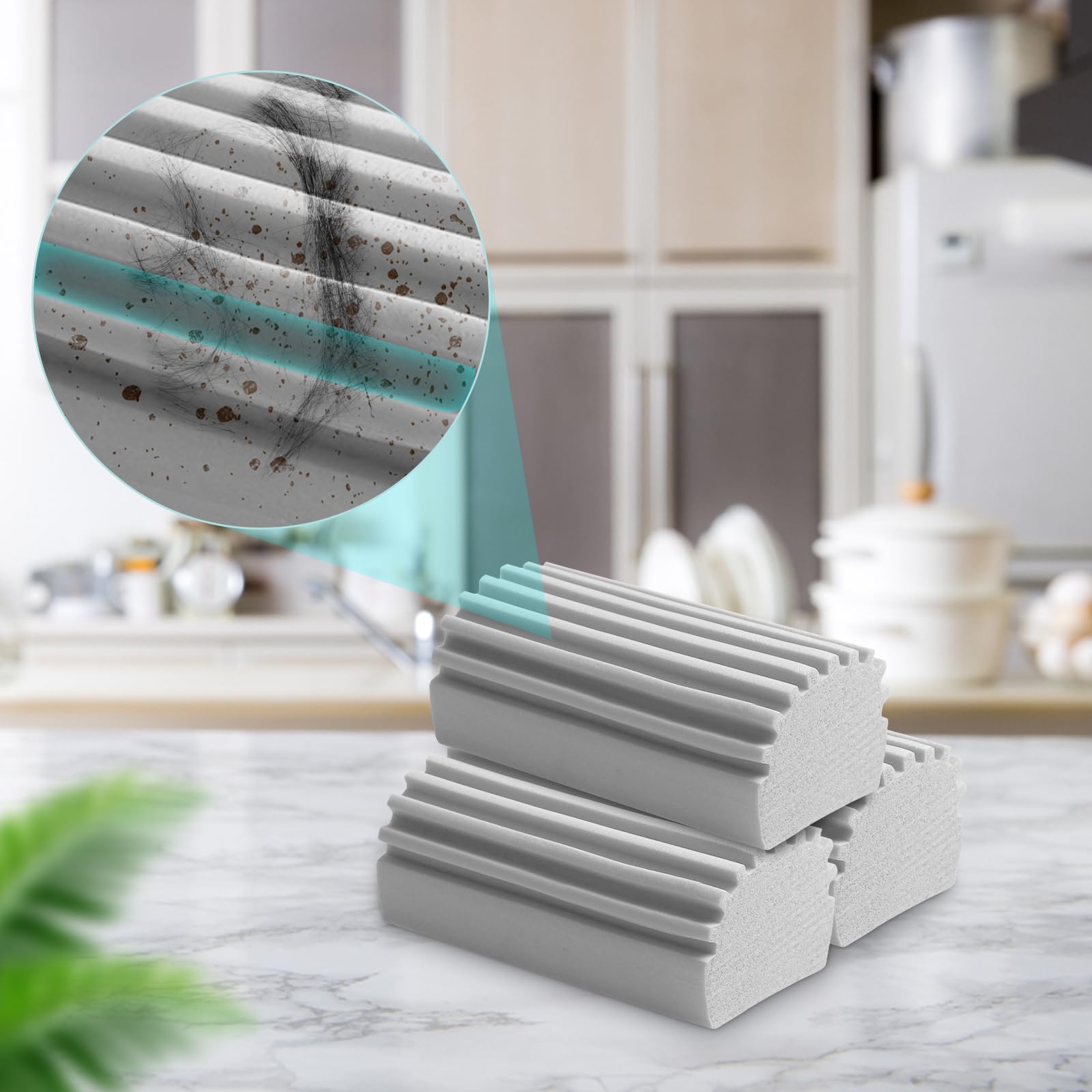 Damp Duster and Dusting Rag Towel with Strong Dust Trap Capacity and Water Absorption, Magical Dust Cleaning Sponge 4-Pack