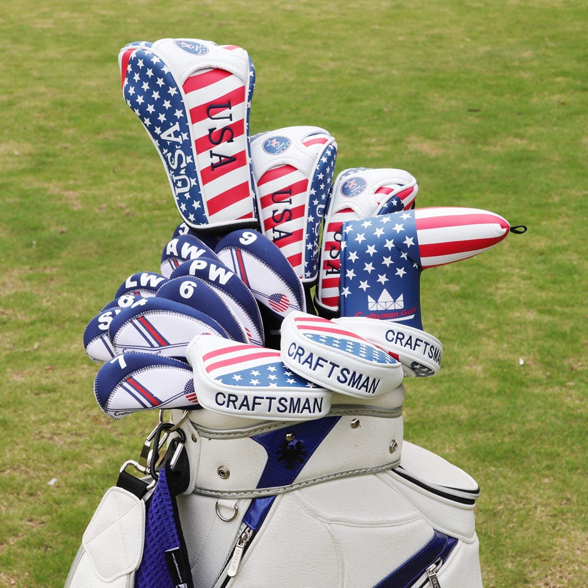 Craftsman Golf USA America Mallet Putter Cover Headcover for Scotty Cameron Odyssey (for Heel Shaft)