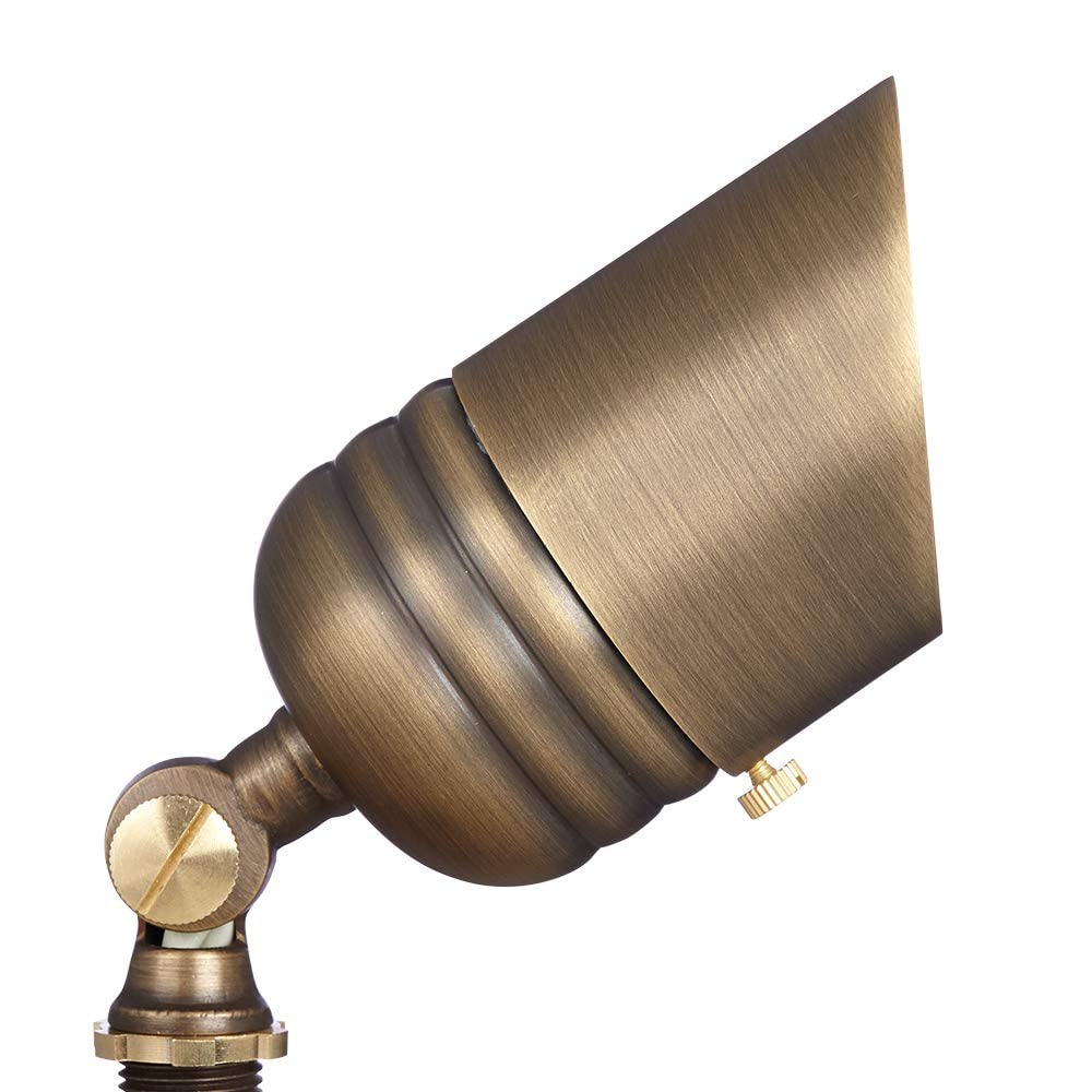 VOLT Fat Boy 12V Brass Outdoor Spotlight (Bronze) with 5W 2700K Warm White 400 Lumen MR16 LED Bulb for Low Voltage Landscape Lighting