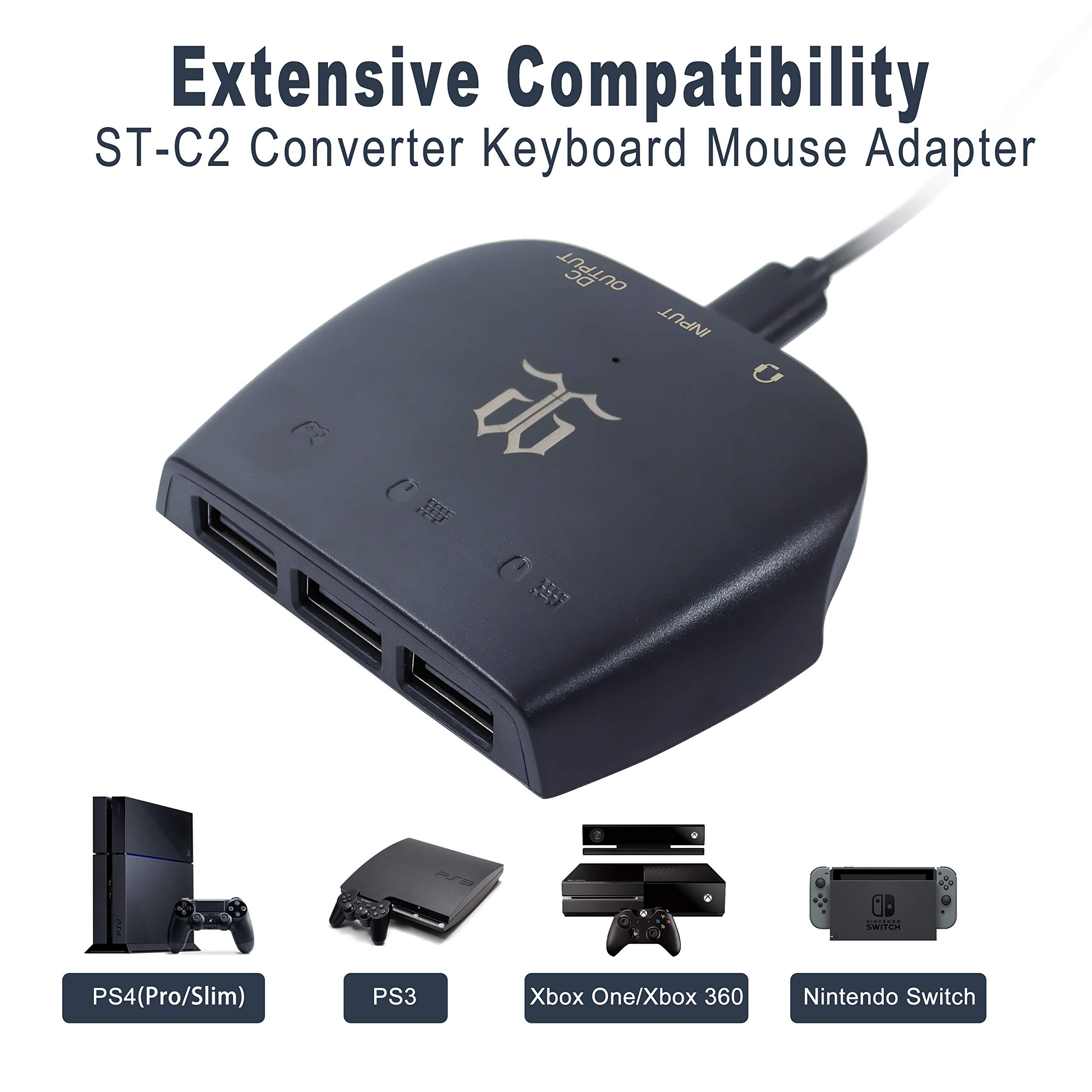 DGG [Support 3.5mm Headset] ST-C2 Keyboard and Mouse Converter Adapter for Switch/Xbox one/Xbox 360/PS4/PS3. Perfect for Games Like FPS,TPS,RPG and RTS,etc.