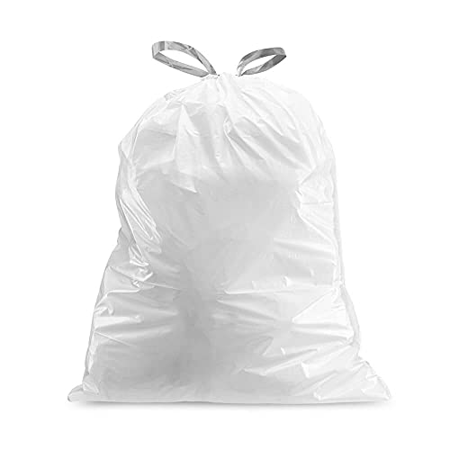 Plasticplace Trash Bags │simplehuman (x) Code J Compatible (200 Count)│White Drawstring Garbage Liners 10-10.5 Gallon / 38-40 Liter │ 21" x 28"