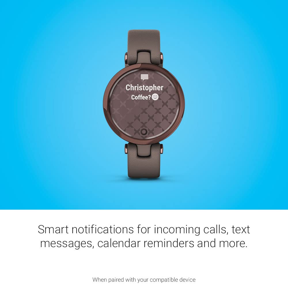 Garmin Lily™, Small GPS Smartwatch with Touchscreen and Patterned Lens, Dark Bronze (Renewed)