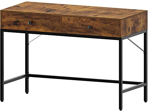 SUPERJARE Vanity Desk with Drawers, 47 inch Computer Desk, Modern Simple Home Office Desks, Makeup Dressing Table for Bedroom - Rustic Brown