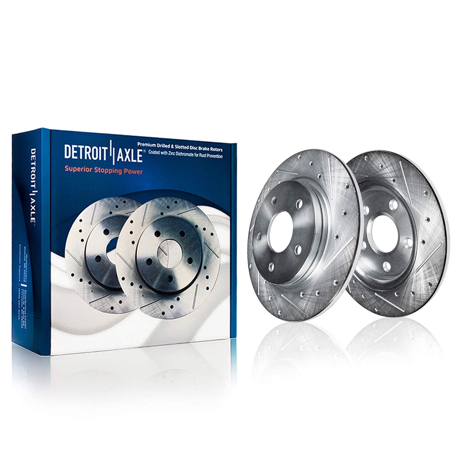 Detroit Axle - Brake Kit for 2008-2009 Ford Taurus X Sable 2005-2007 Five Hundred FreeStyle Mercury Montego Drilled & Slotted Disc Brake Rotors Ceramic Brakes Pads Front & Rear Replacement