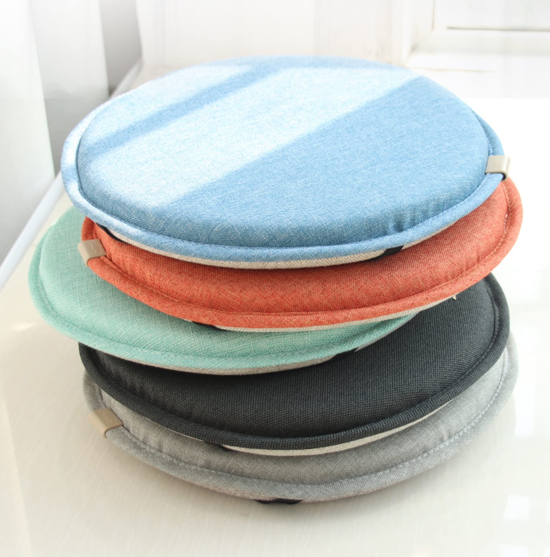 Happiness Decoration Round Seat Cushion with Ties 12-Inch Breathable Stool Cushion Cover Tatami Cushion Pillow Kitchen, Home, Office Chair Pads with Ties (Deep Grey, 12)