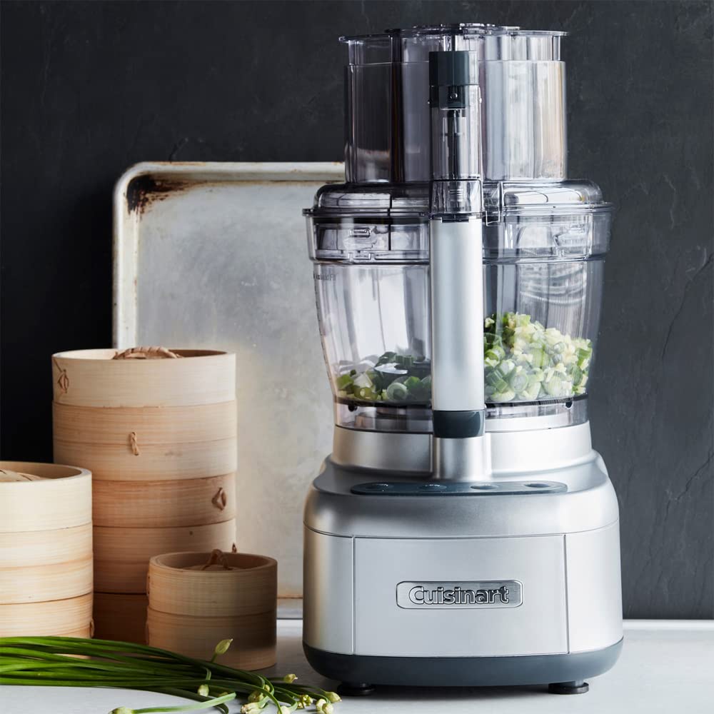 Cuisinart FP-1300SVWS Elemental 13-Cup Food Processor with Spiralizer and Dicer, Silver Bundle with Deco Chef Pair of Red Heat Resistant Oven Mitt