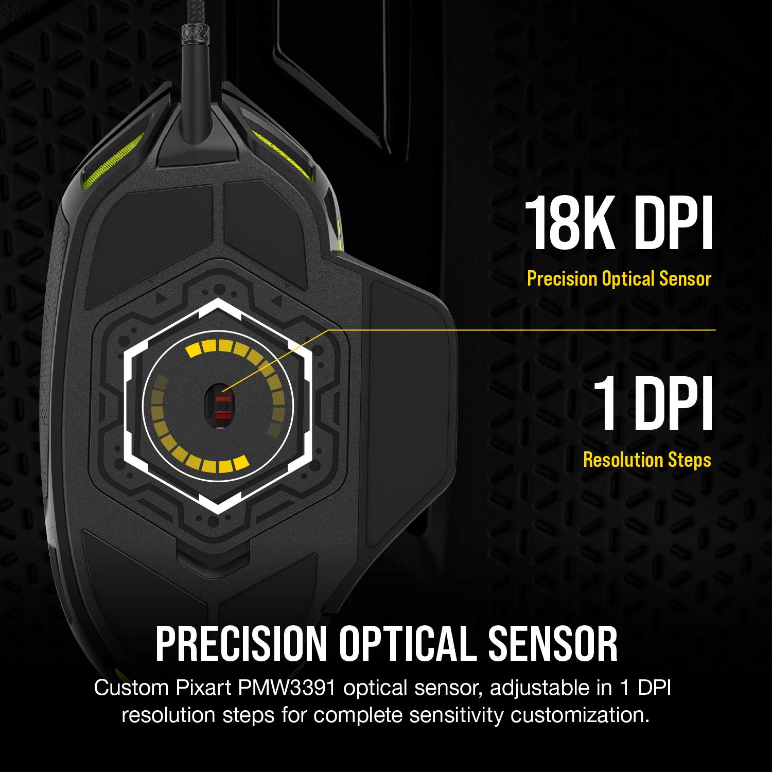 Corsair Nightsword RGB, Performance Tunable FPS/MOBA Gaming Mouse, Black, Backlit RGB LED, 18000 DPI, Optical (Renewed)