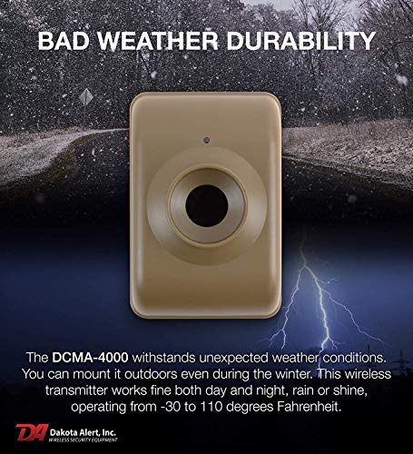 Dakota Alert Long Range Wireless Driveway Motion Detector - DCMA-4000 One Mile Alarm System - Passive Infrared Driveway Alarm Transmitter & Receiver - Outdoor Motion Sensor & Alarms