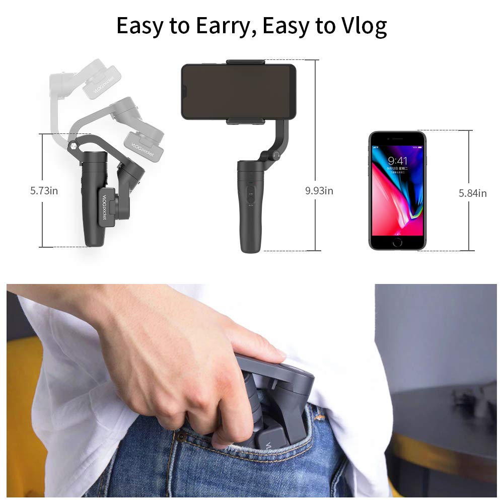 FeiyuTech Official VLOG Pocket 3 Axis Smartphone Gimbal Handheld Stabilizer Vlog YouTube TIK Tok Live Video Fits iPhone SE 11 Pro XR X Android Smartphone Samsung Note 9 S10+ Huawei P40 P30 P20 Pro