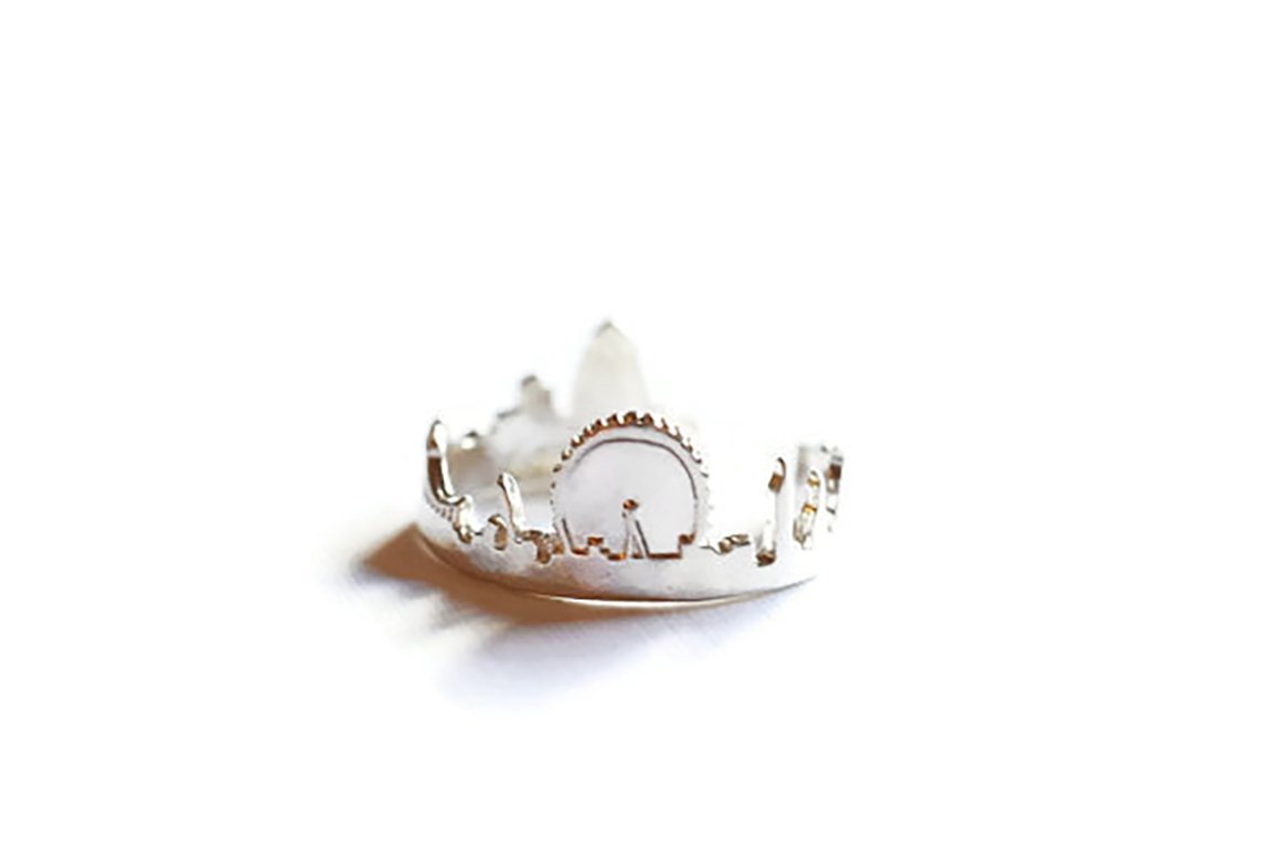 CY Supplies London Skyline City Ring - 925 Sterling Silver - Adjustable
