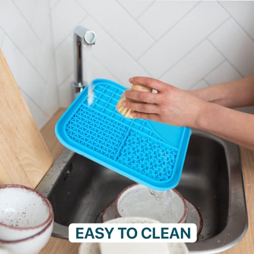 Lick Mat for Dogs and Cats, Pack of 2 Slow Feeding Lick Pads with Suction Cups Stick Anywhere - Dog Peanut Butter Licking Mat for Fun, Anxiety & Boredom Relief, Bathing, Grooming and Training
