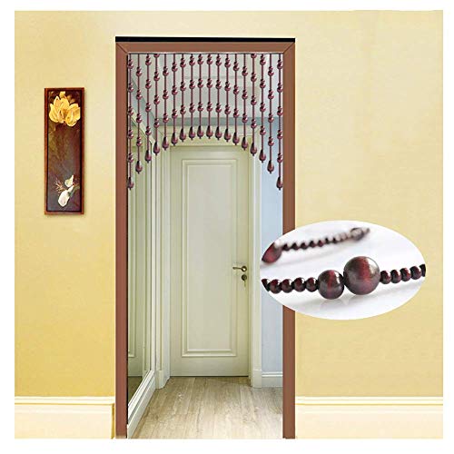 HAPPLiGNLY Wooden Beads Door String Curtains -31 / 41strands Room Divider Retro Closet Decoration Arch Shape, Customizable Size (Color : 41 strands-120cmx90cm)