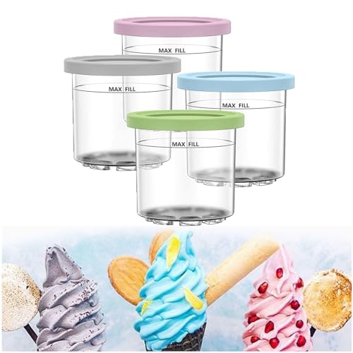 Creami Containers, for Ninja Creami Ice Cream Maker Pints,16 OZ Pint Storage Containers Dishwasher Safe,Leak Proof Compatible with NC299AMZ,NC300s Series Ice Cream Makers