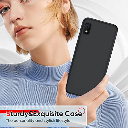 LeYi for Samsung A10e Case: Galaxy A10e Case with 2 Pack Tempered Glass Screen Protector for Women Men, Liquid Silicone Slim Gel Rubber Protective Phone Cases Cover for Samsung Galaxy A10e, Black