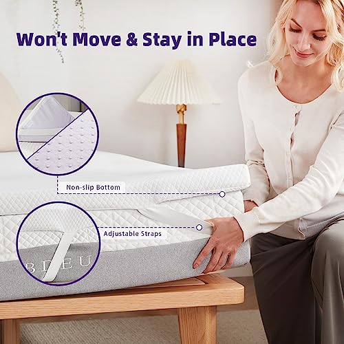 SINWEEK 2 Inch Gel Memory Foam Mattress Topper Queen Size, Ventilated High Density Pad for Back Pain, Bed Topper with Removable Soft Cover, CertiPUR-US Certified