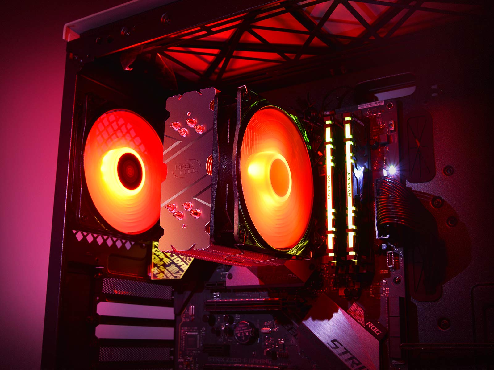 DEEP Cool GAMMAXX400V2 Red CPU Air Cooler with 4 Heatpipes, 120mm PWM Fan and Red LED for Intel/AMD CPUs (AM4 Compatible) (DP-MCH4-GMX400V2-RD)