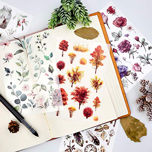 Rub On Transfer Sticker Scrapbook Stickers Flower Stickers Decoration Sticker Planner Stickers Plant Stickers for Scrapbooking Diary Album Journals DIY Arts and Crafts (Forest)