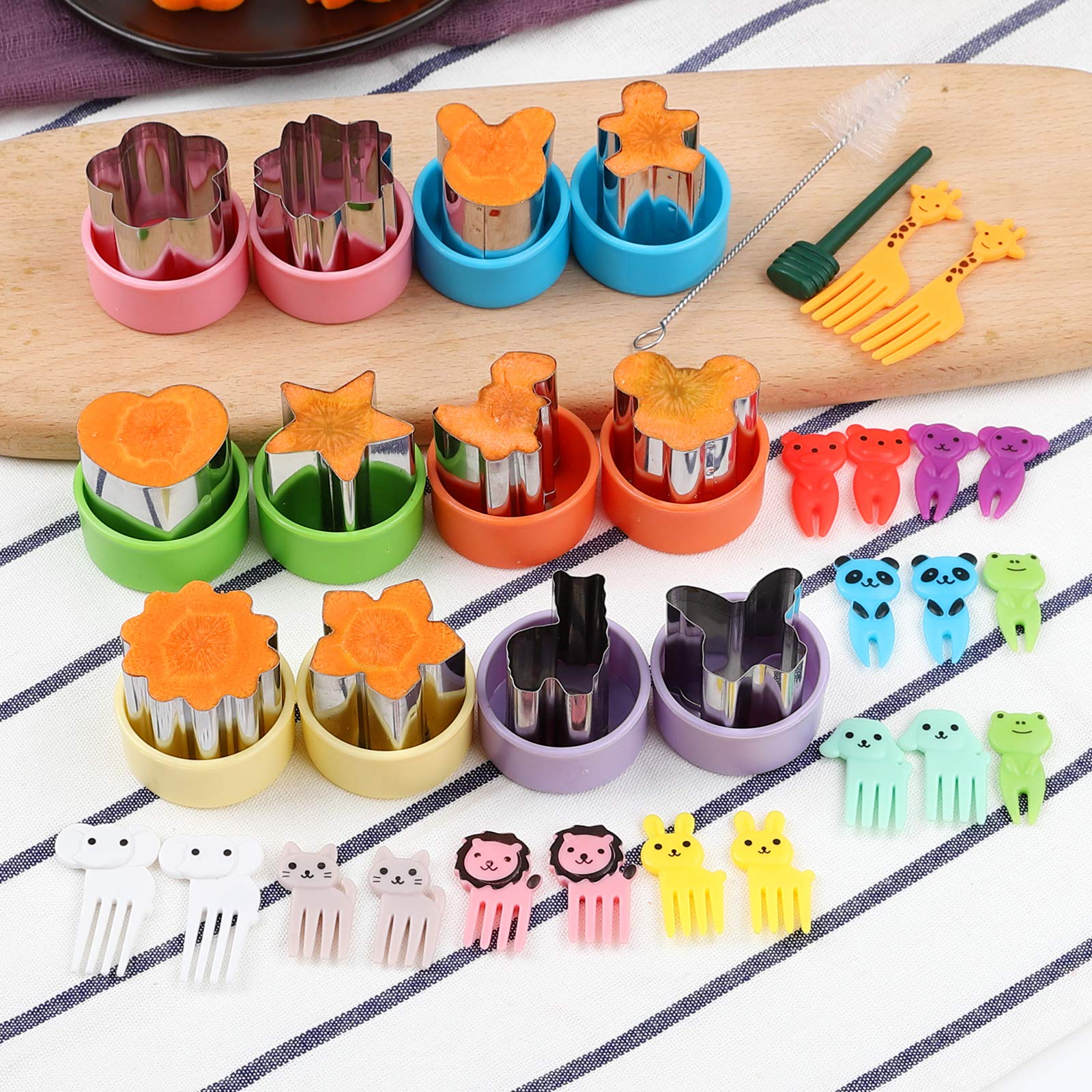 FIRETREESILVERFLOWER 1.5in Vegetable Cutter Shape Set-12PCS Mini Cookie Cutters Fruit Biscuit Pastry Mold Children's Baking and Food Supplement Tool Accessories.(20 Forks)