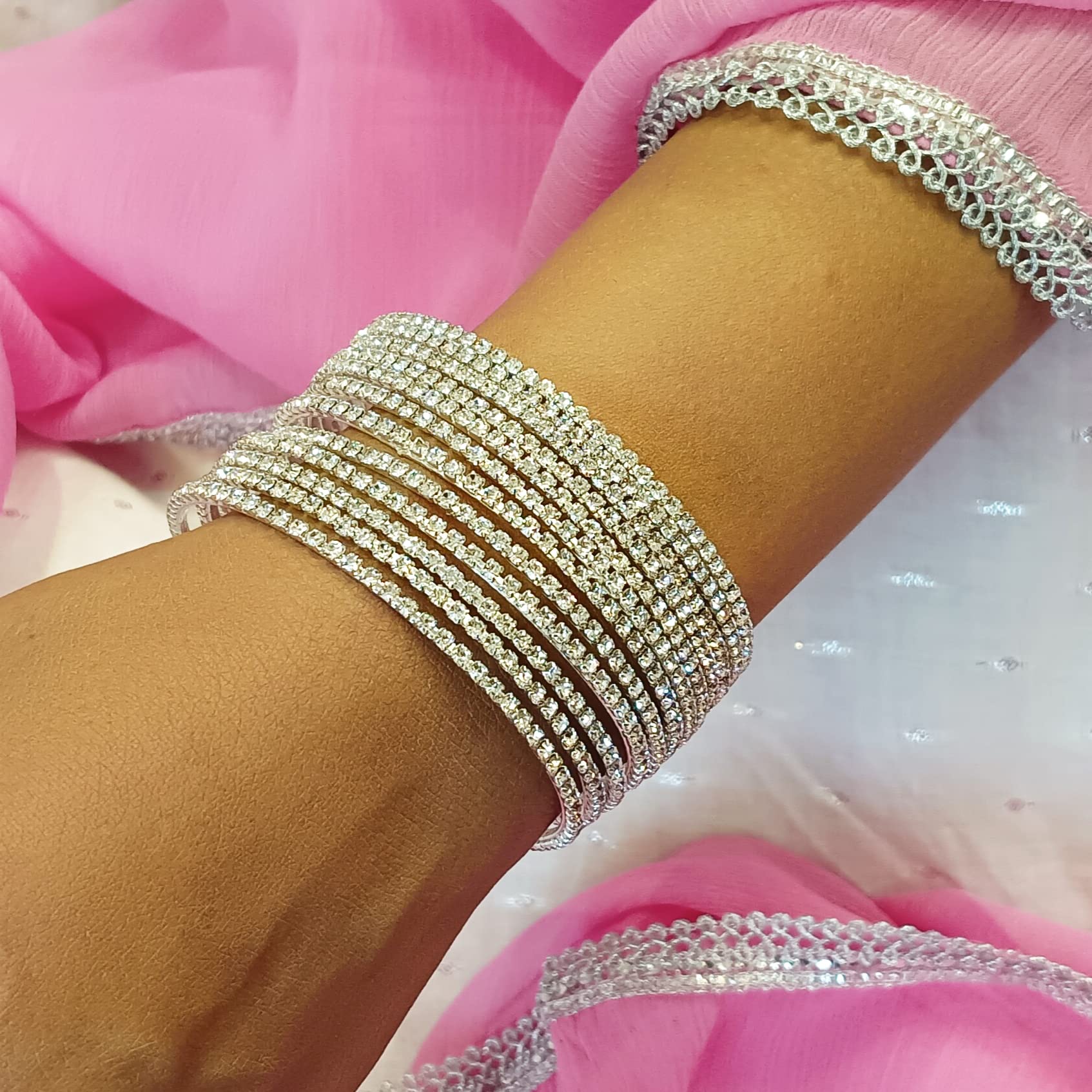 Efulgenz Indian Bangle Rhinestone CZ Crystal Wedding Bridal Bracelet Jewelry for Women