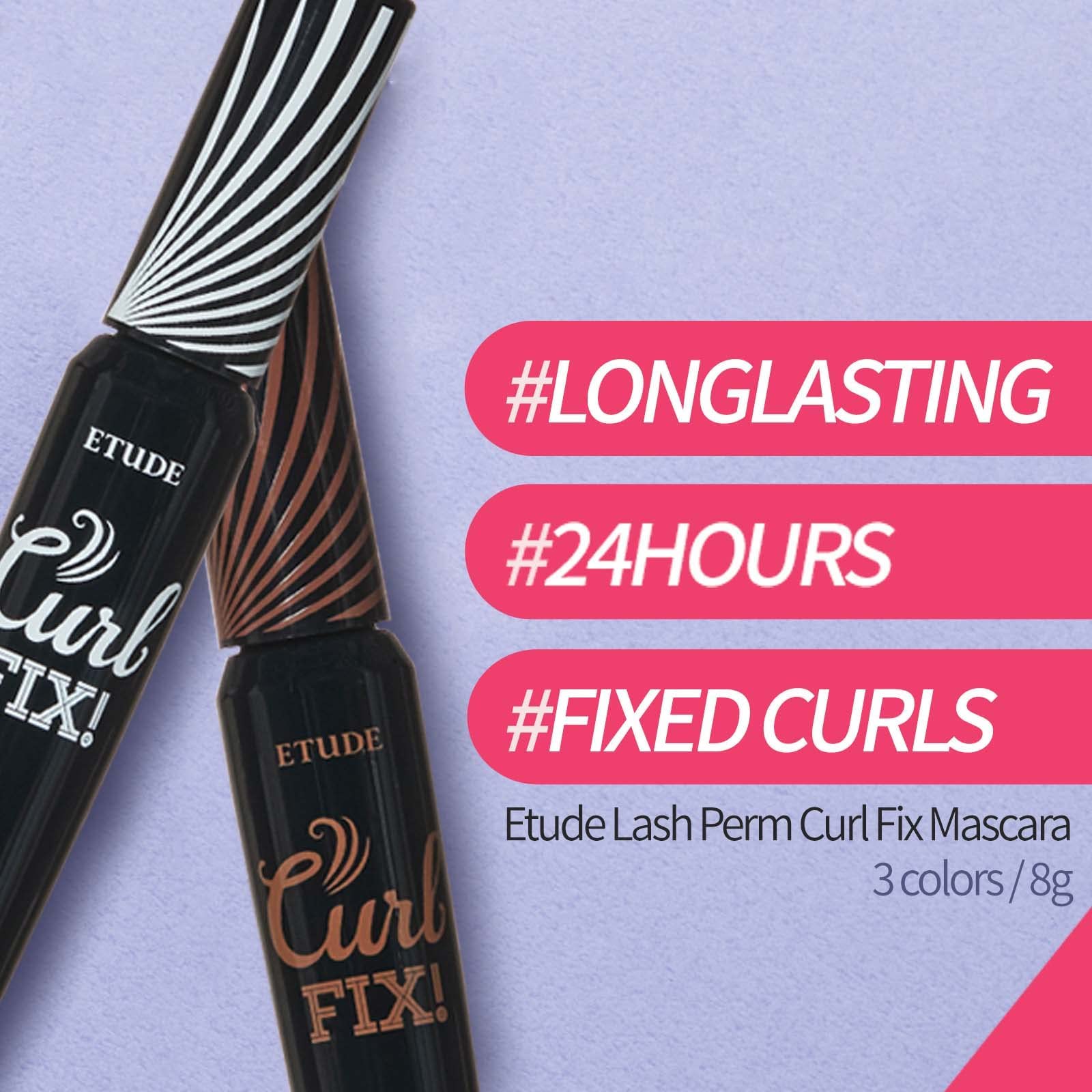 ETUDE Lash Perm Curl Fix Mascara #2 Brown + Dr. Mascara Fixer For Perfect Lash 01 (Natural Volume Up) | ETUDE's own Curl 24H Technology | Powerfully Curled Eyelashes Up for 24 hours | K-beauty
