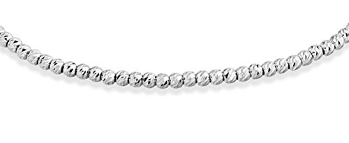Miabella 925 Sterling Silver or 18Kt Gold Over Silver Diamond-Cut Adjustable Bolo 2.5mm Bead Bracelet for Women, Handmade Italian Beaded Ball Chain Bracelet (sterling silver)