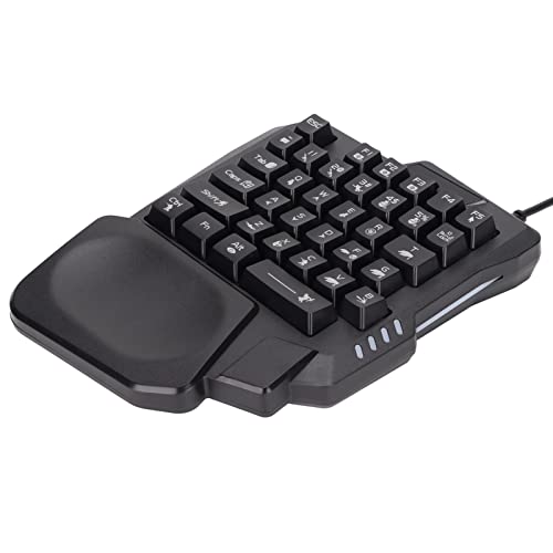 Tgoon 35 Keys Gaming Keyboard, 35 Keys One Handed Gaming Keyboard Black Wide Palm Rest Waterproof Ergonomic Design for Mobile Games for Computer
