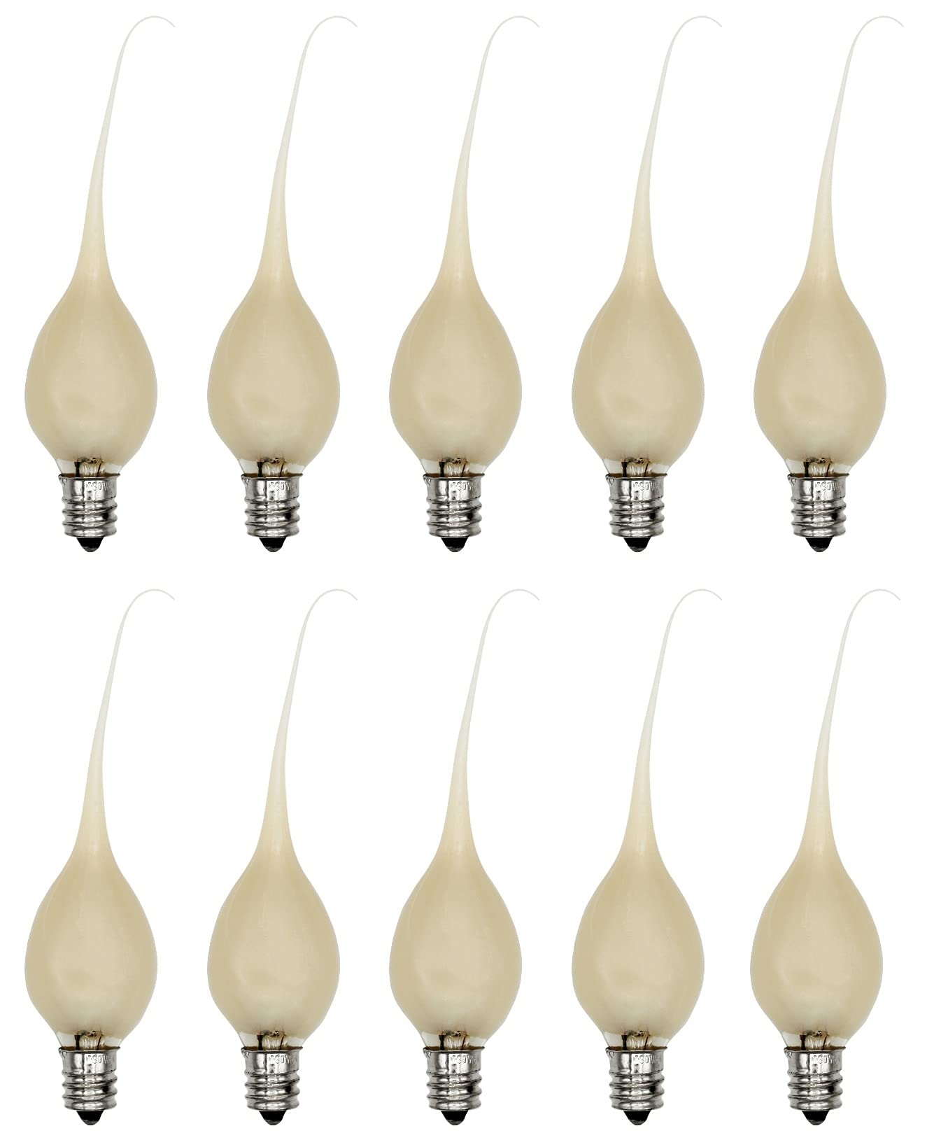 Creative Hobbies Pearlized Silicone Dipped Electric Candle Lamp Chandelier Light Bulbs, Glow Gold When Lit, 5 Watt, Individually Boxed | 10 Pack