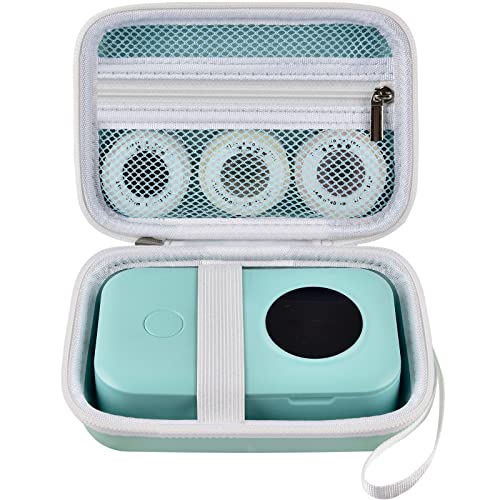 Labels Printer Case Compatible with Phomemo D30 D35 for NELKO Label Maker, Mini Labeler Sticker Storage Holder Also Fits for Memoking for COLORWING Tape Paper Roll & USB Cable (Box Only)(Green)