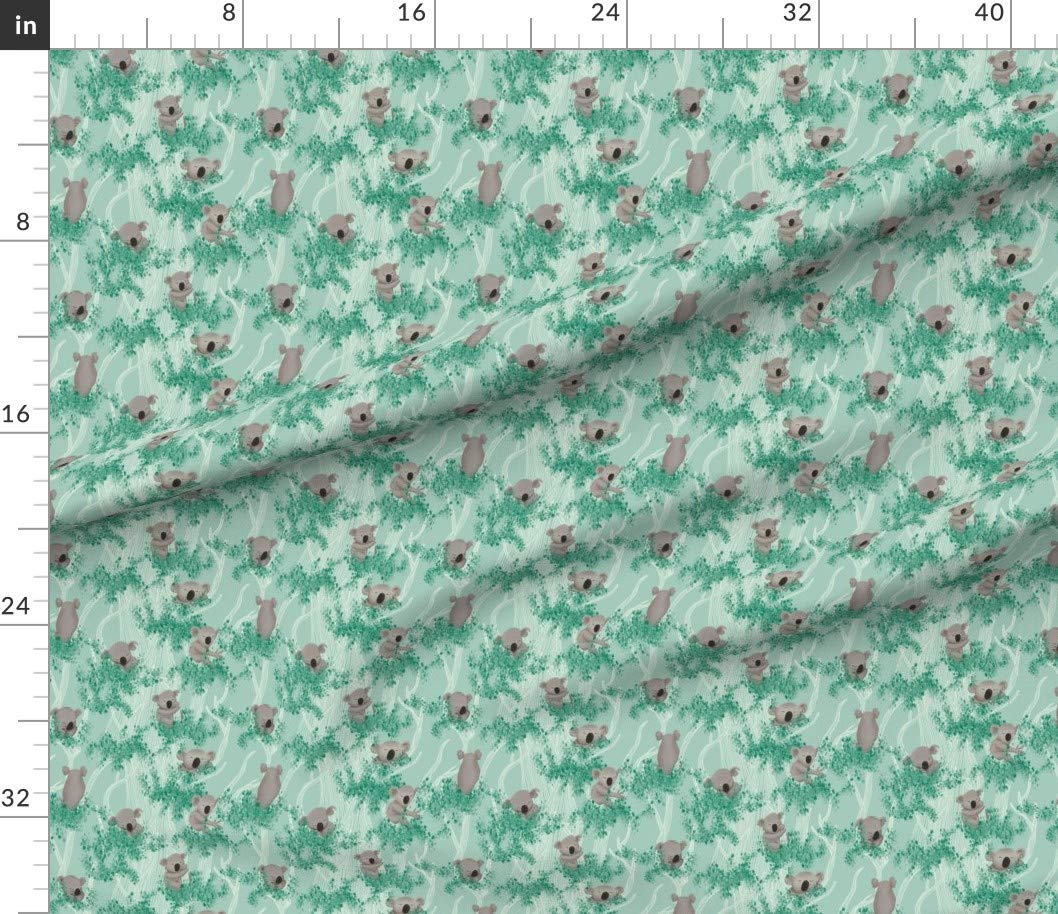 Spoonflower Fabric - Koala Bears Eucalyptus Trees Mint Bear Animal Printed on Petal Signature Cotton Fabric Fat Quarter - Sewing Quilting Apparel Crafts Decor