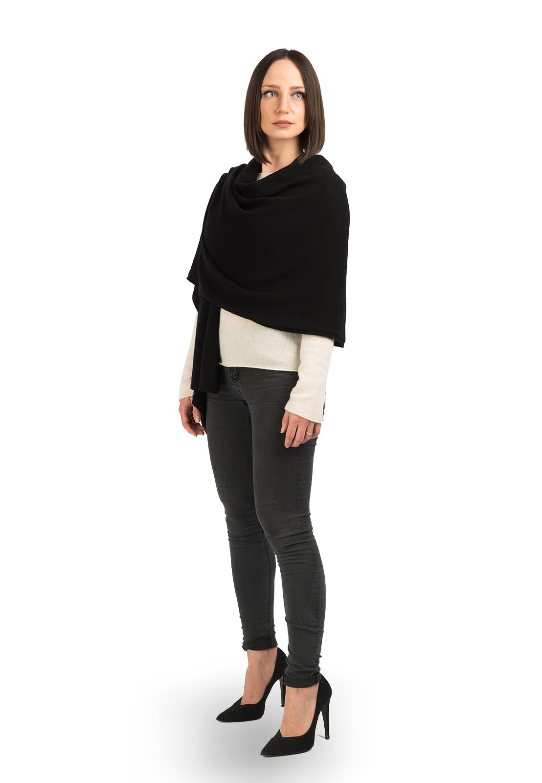 Dalle Piane Cashmere - Stole 100% cashmere - Made in Italy, Color: Black, One size