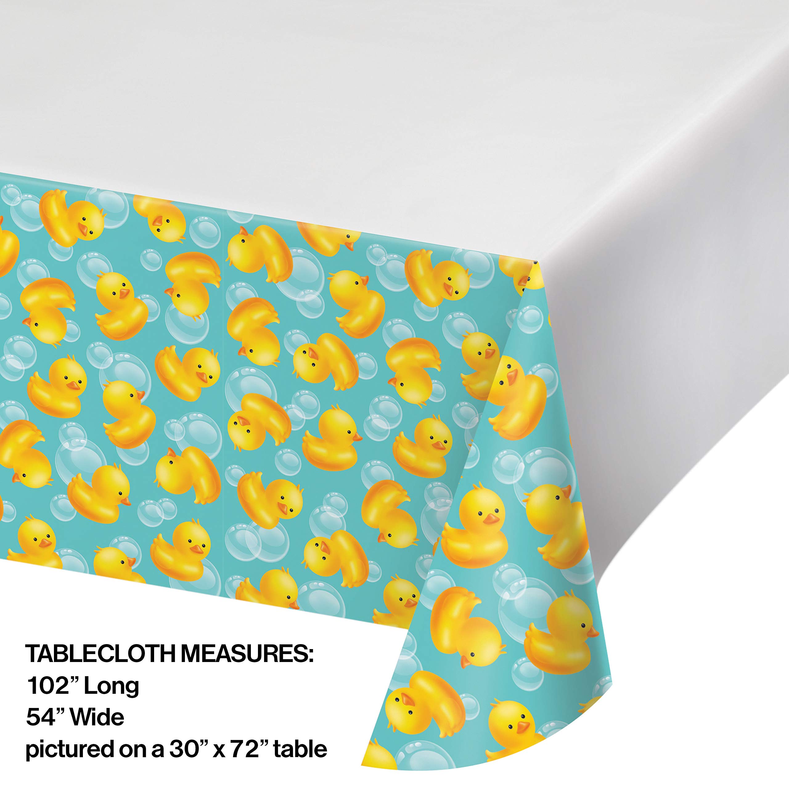Creative Converting Rubber Duck Rectangular Plastic Tablecover, Multicolor