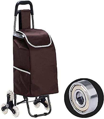 Portable Convenient Trolleys Lightweight 3 Angle Wheel Climbing Shopping Cart Wheel Rolling Push Trolly Waterproof Bag Coffee Color Lucar