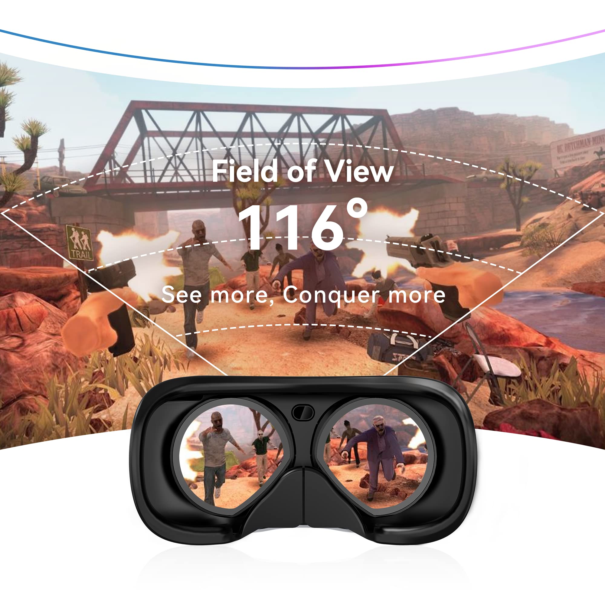 DPVR E4 VR Headsets, PCVR Headset with Controller, 3664x1920 Res, 116° FOV, 120Hz Refresh Rate, Inside-out 6 DoF Tracking, 280g light weight, Virtual Reality Headset for PC, Support SteamVR Games