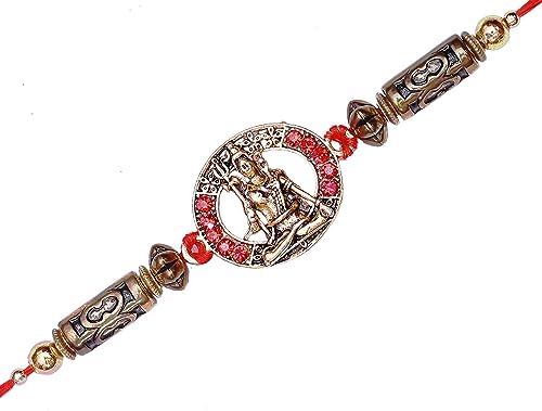 Ruci Store Shiva Rakhee Handicrafted Rakhi for Brother Bhaiya Bhai for Raksha Bandhan Indian Bracelet Beads Rakhi Thread Bhaiya Bhabhi Sister Rakhee with Faux Stone