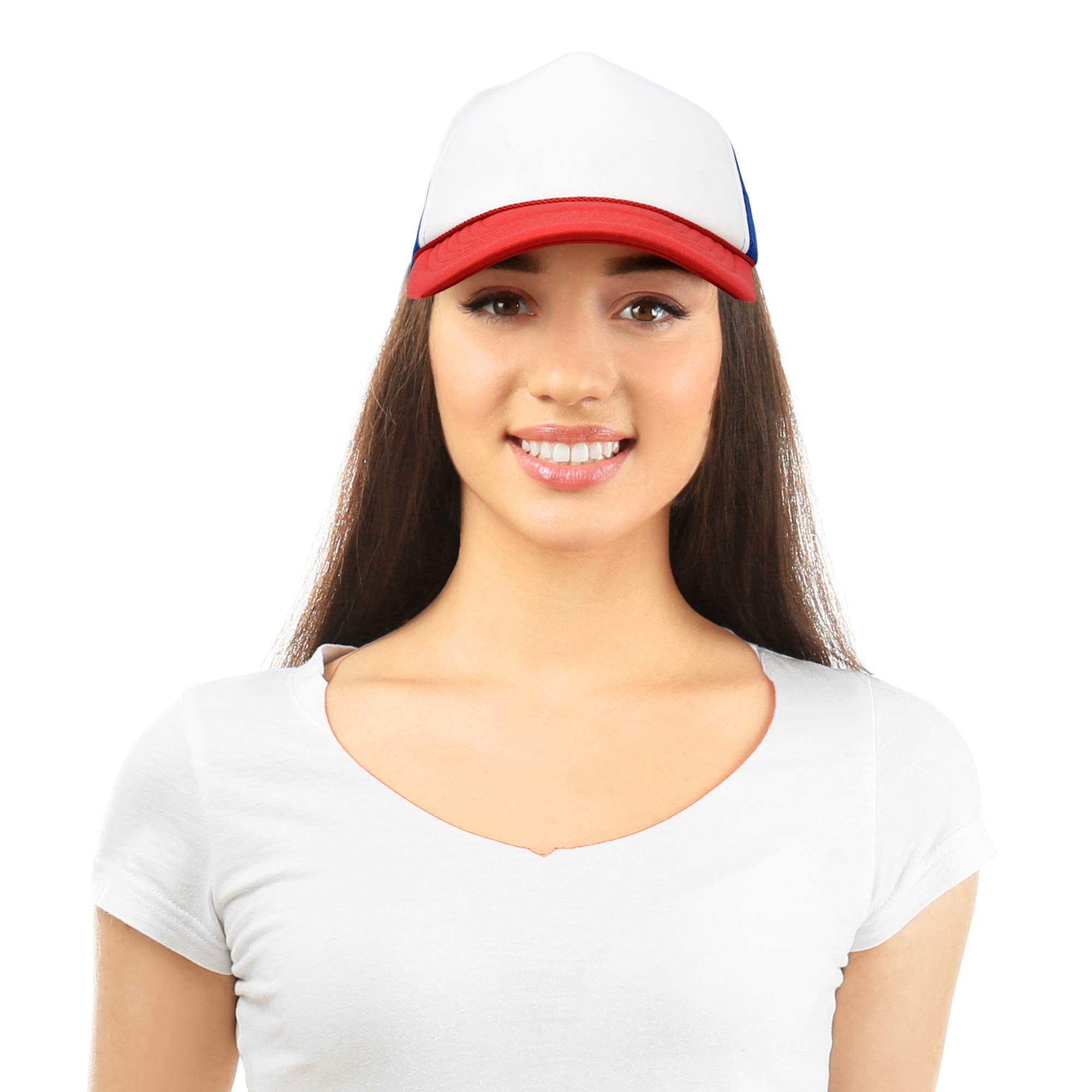 DALIX Red White and Blue Trucker Hat Mesh Cap 12 Pack Dozen
