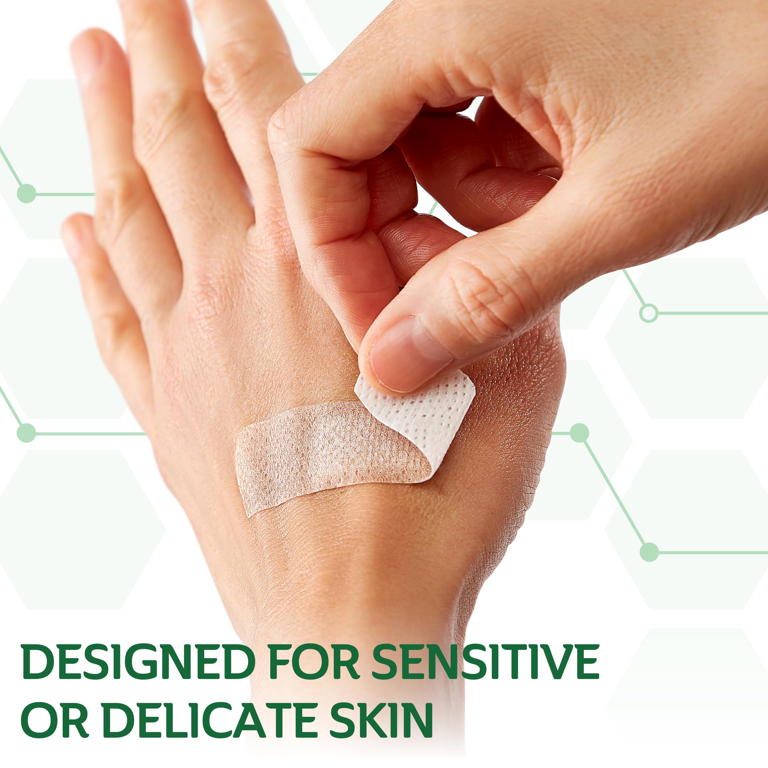 CURAD Truly Ouchless!® Silicone Bandages, .75" x 3", For Sensitive or Delicate Skin, Flexible Fabric, Protects Scrapes, Cuts & Burns, 20 Count